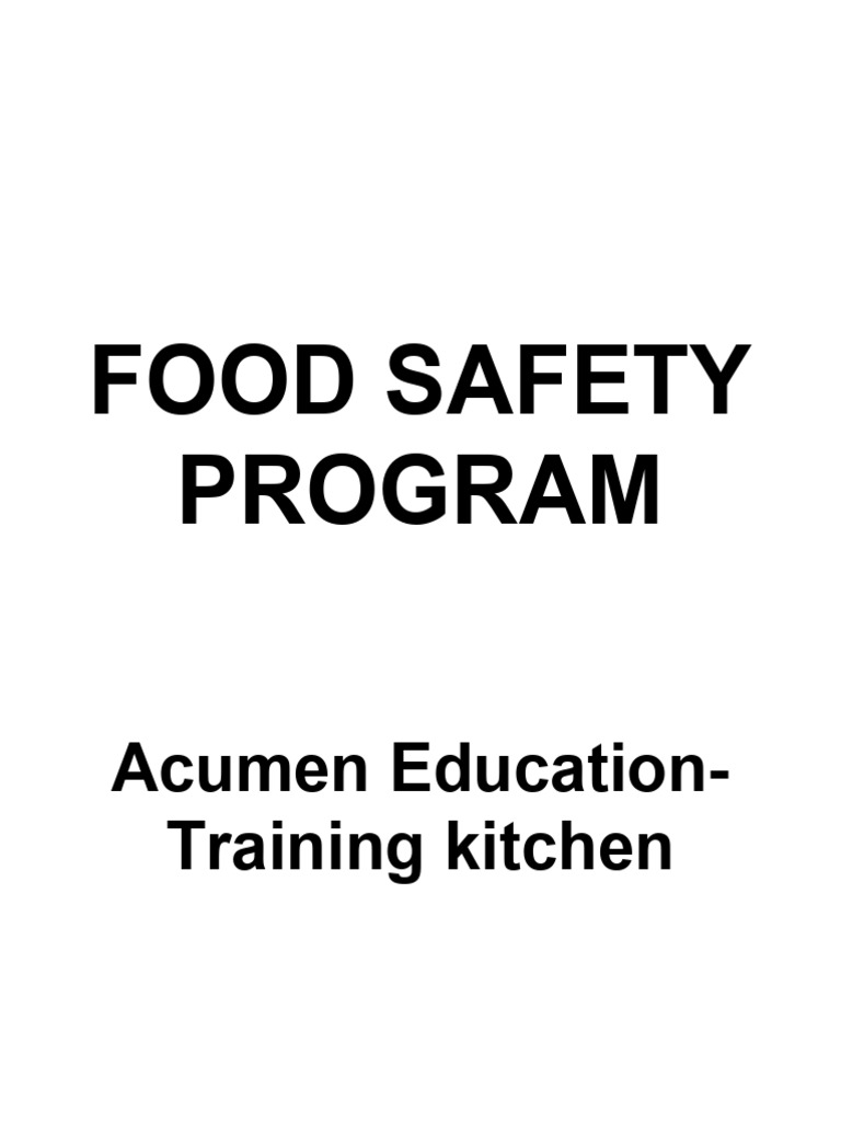 Comprehensive Food Safety Program | PDF