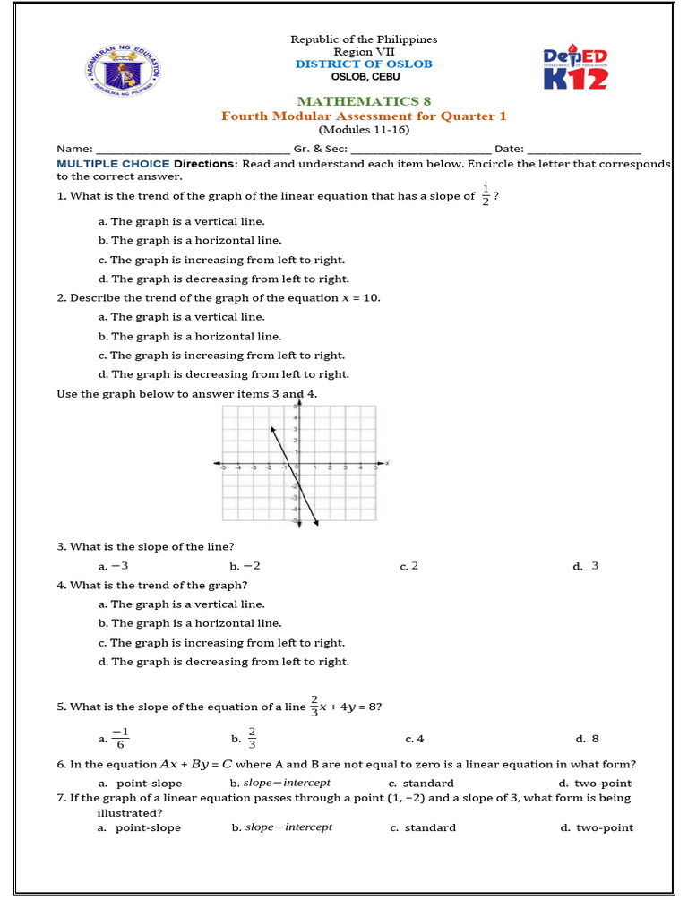4 TH | PDF | System Of Linear Equations | Equations