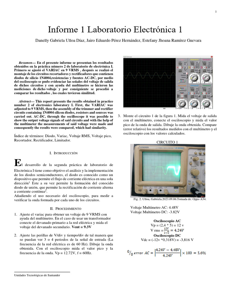 Práctica 2 Lab. Electrónica I | PDF