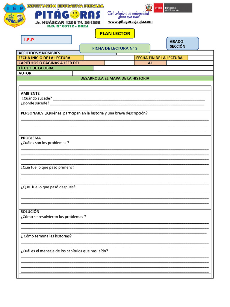 Ficha #3 Plan Lector | PDF | Escritura | Comunicación escrita