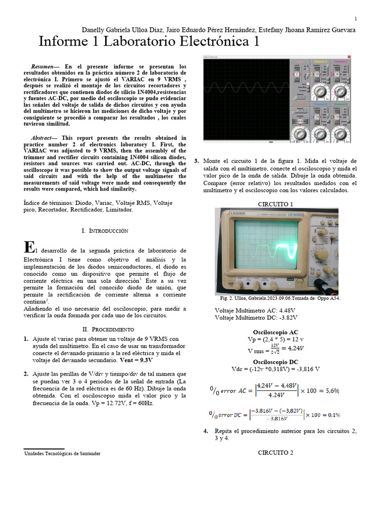 Práctica 2 Lab. Electrónica I | PDF
