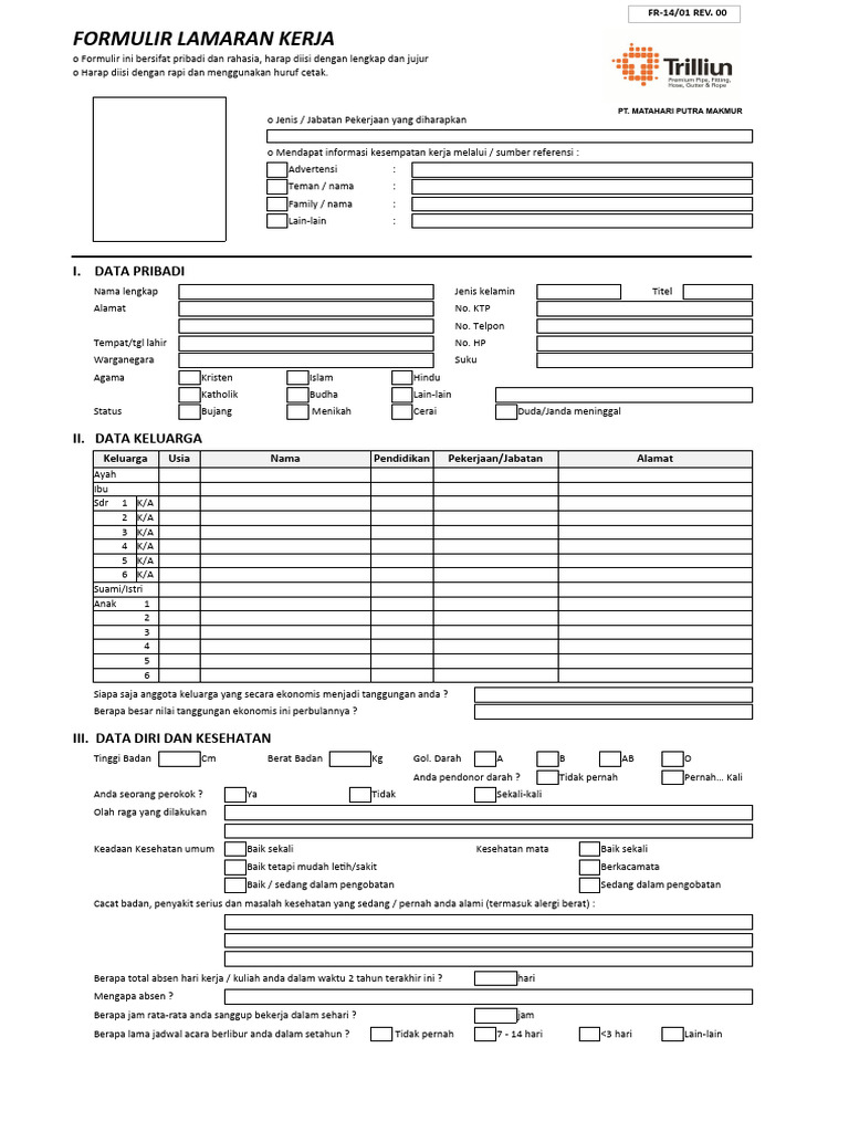 Form Lamaran Kerja | PDF