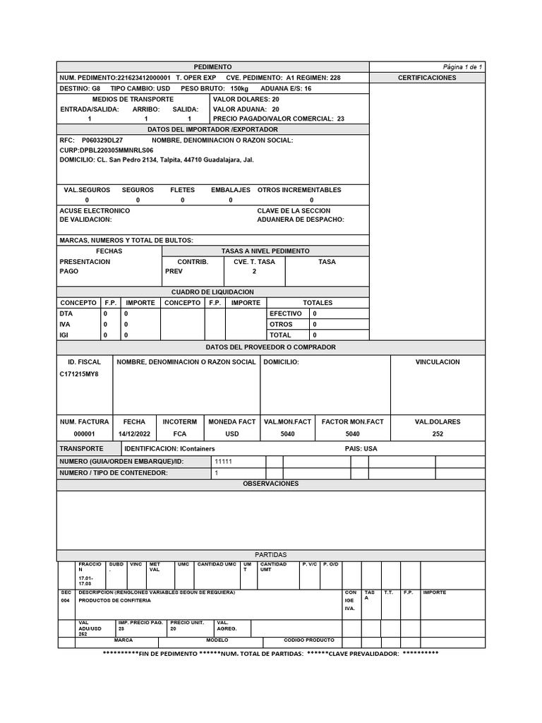 Pedimento EJEMPLO RARO | PDF | Gobierno | Economias