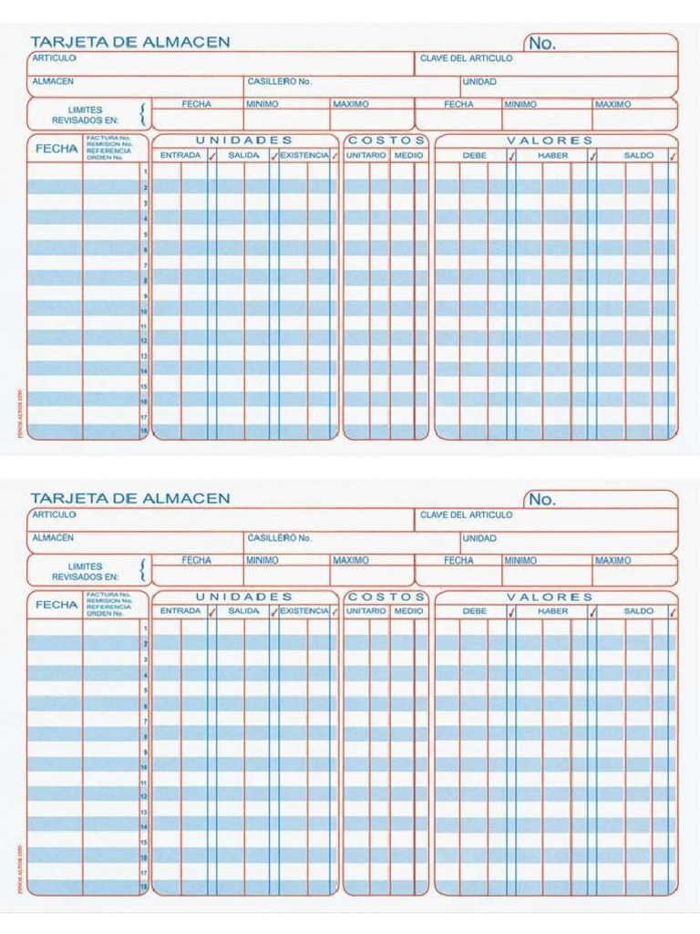 Tarjeta de Almacen | PDF