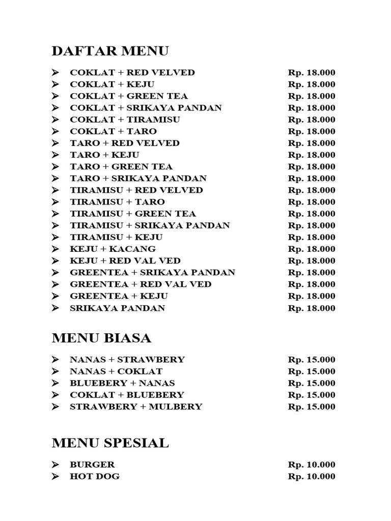 Menu Variasi Rasa Unik | PDF