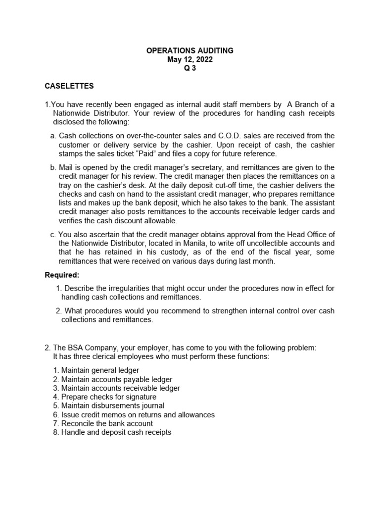 Operations Auditing Q 3 | PDF
