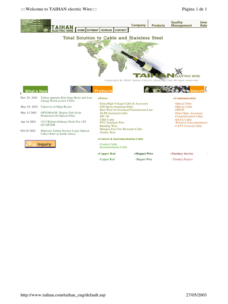 Presentacion de Taihan Electric Wire Co Ltd. | PDF | Materials ...