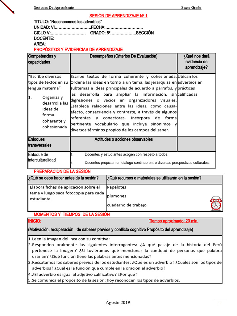 Sesión de Aprendizaje #5 | PDF