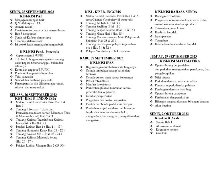 Kisi-Kisi STS-1 | PDF