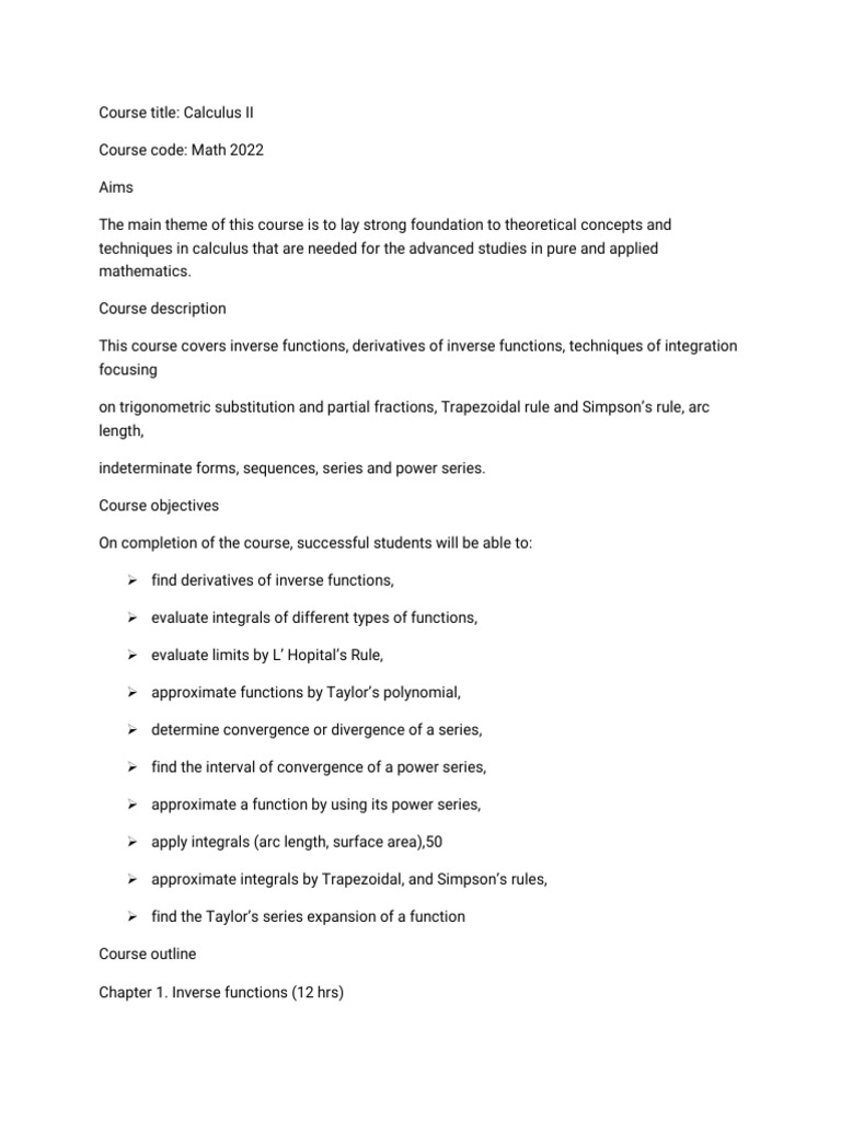 Calculus II 2 1 1 2 | PDF | Integral | Power Series