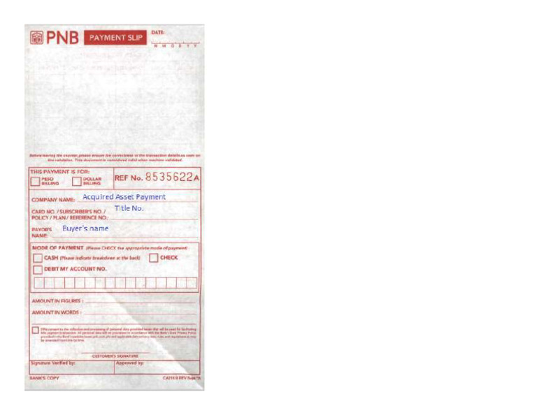 Sample Payment Slip | PDF