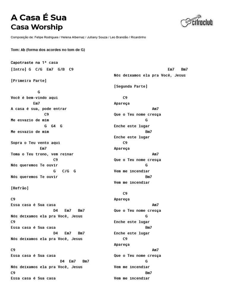 Cifra Club - Casa Worship - A Casa É Sua | PDF | Música gravada