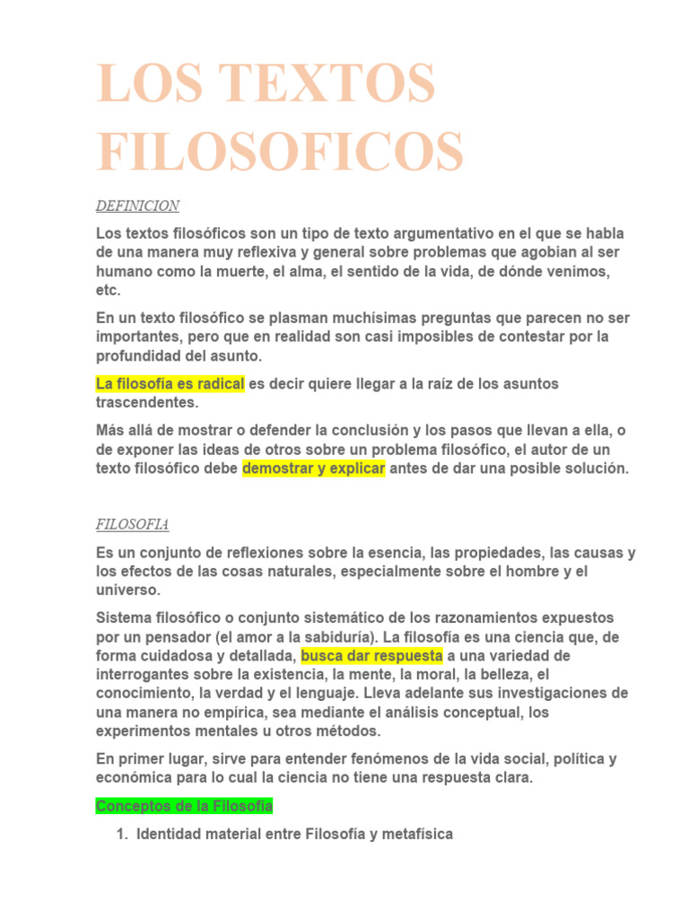 LOS TEXTOS FILOSOFICOS | PDF | Metafísica | Science