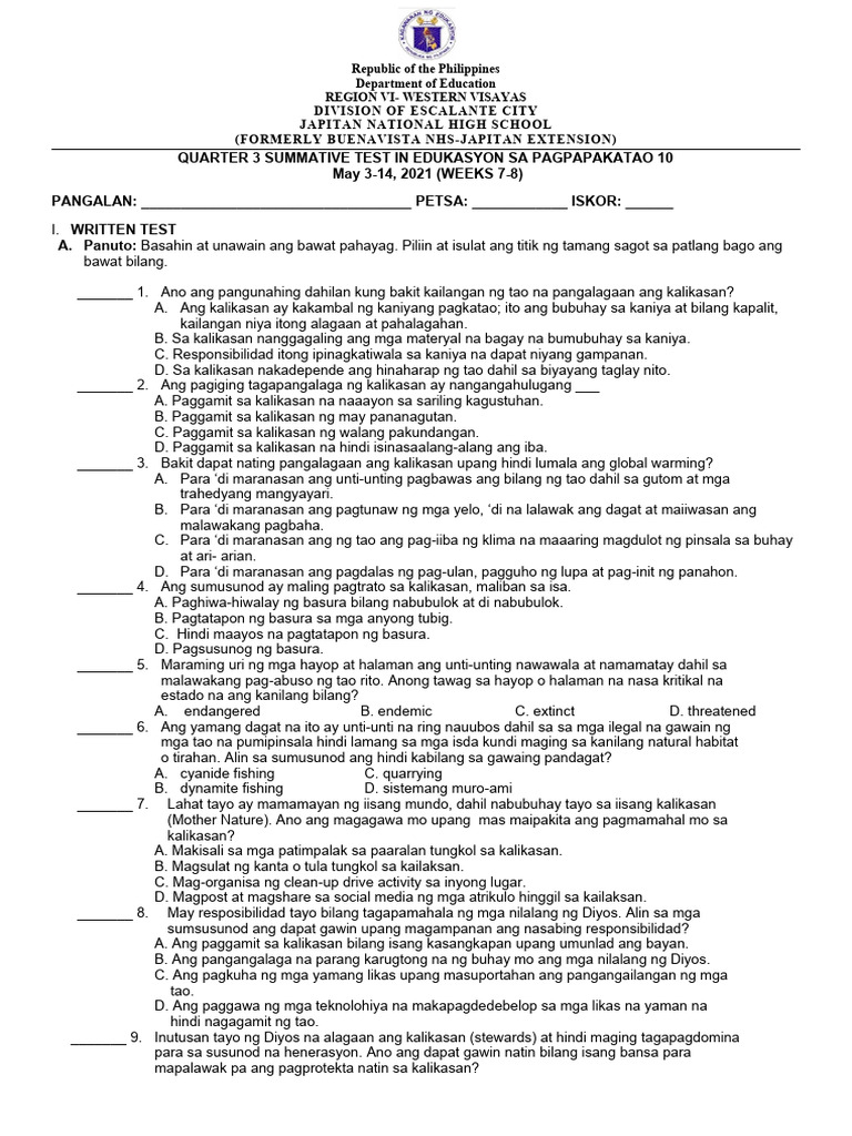 Q4 EsP 10 Week 7-8 | PDF