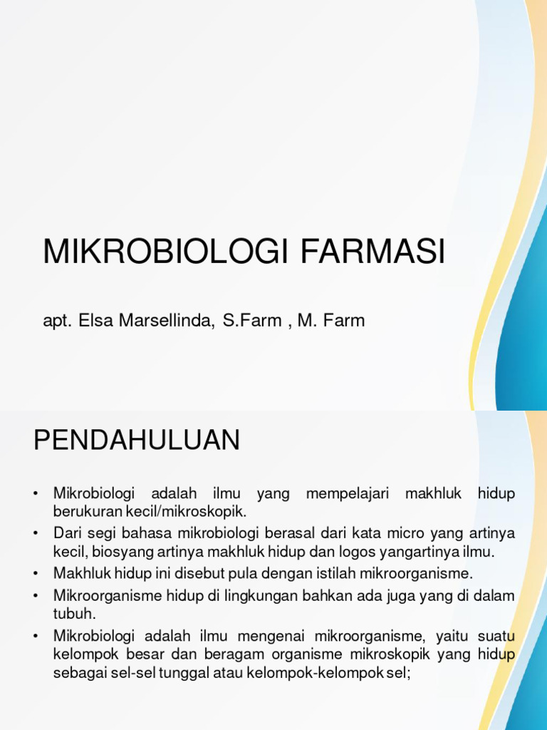 Mikrobiologi Farmasi Pertemuan 1 | PDF