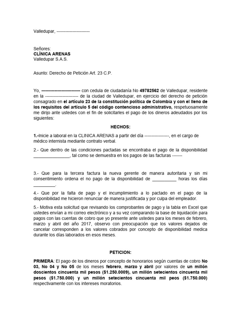 Derecho Peticion | PDF | Finanzas y dinero | Derecho