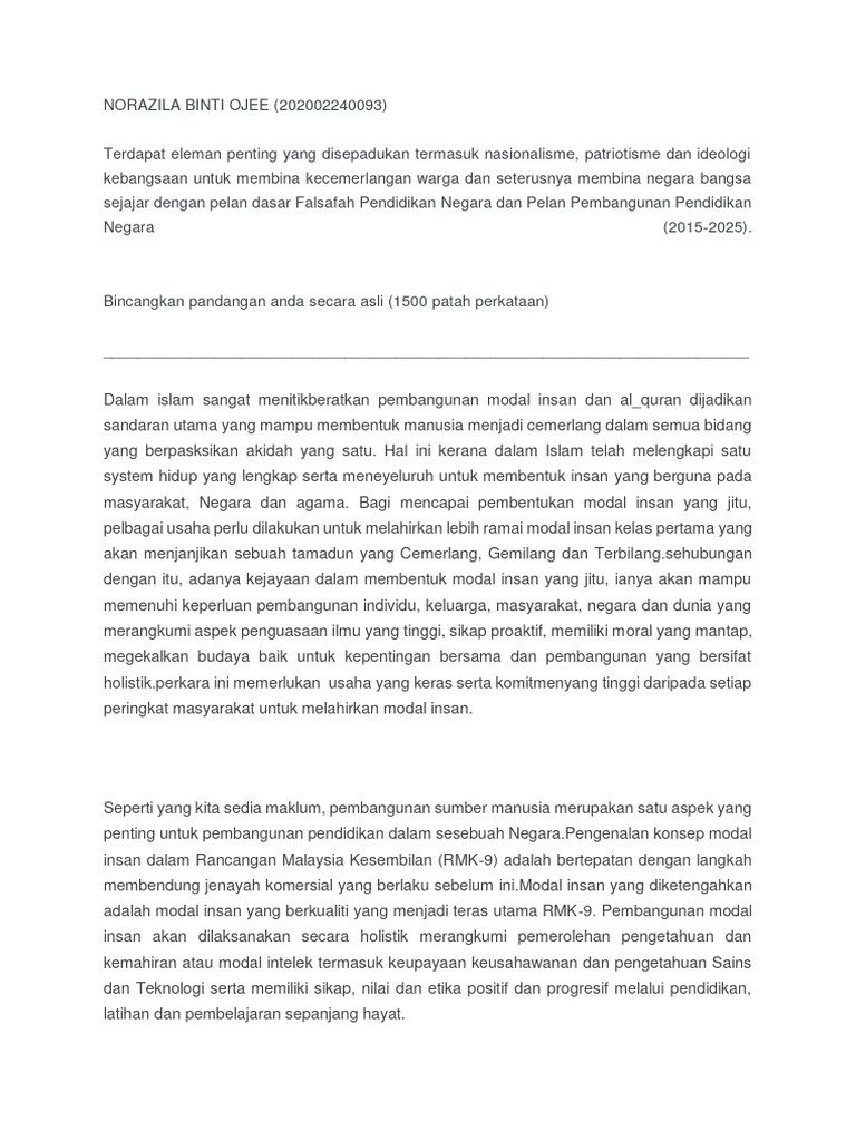 Pembangunan Modal Insan | PDF