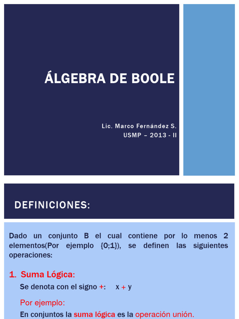 Algebra de Boole | PDF | Álgebra de Boole | Enseñanza de matemática