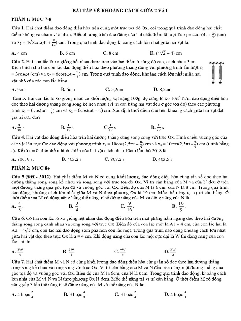 VL11 - Bài 19 - Khoảng cách trong dao động | PDF