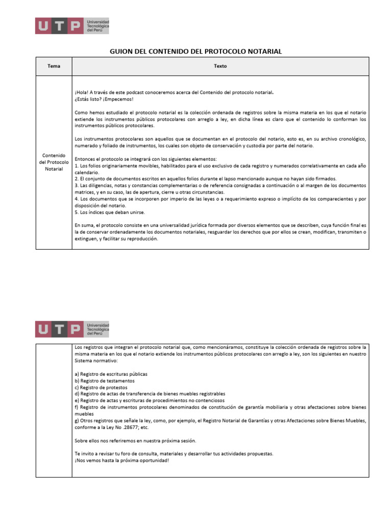 Semana 5 - Guion - Contenido Del Protocolo Notarial | PDF | Ciencias ...