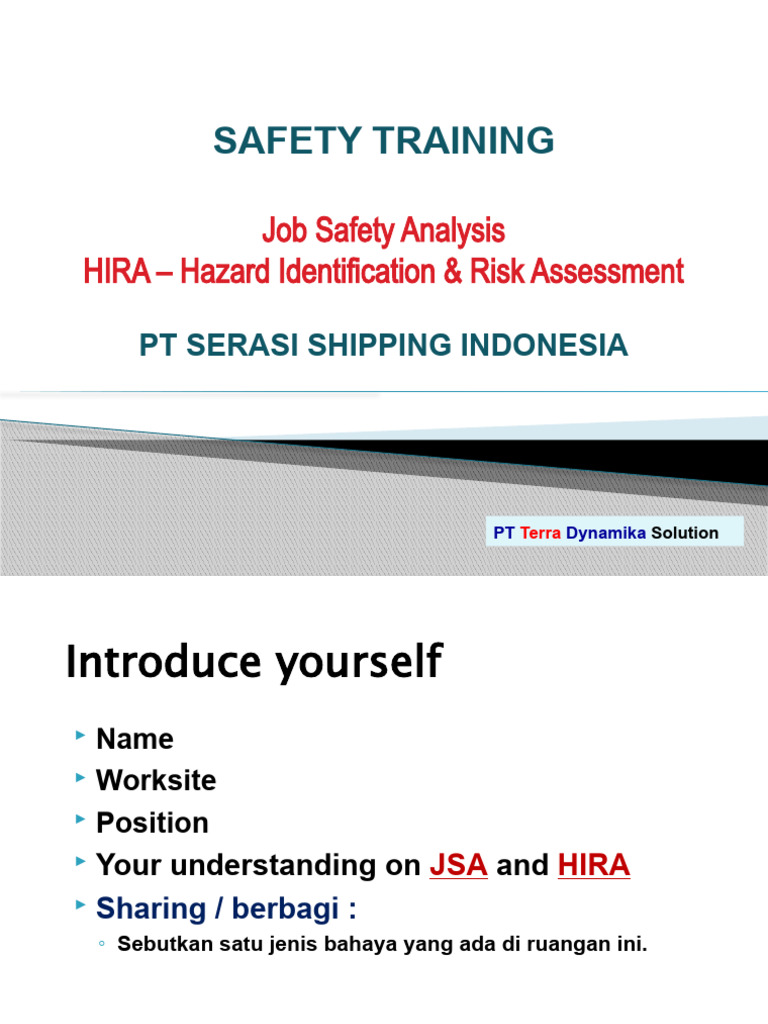 Safety Training HIRA - JSA | PDF