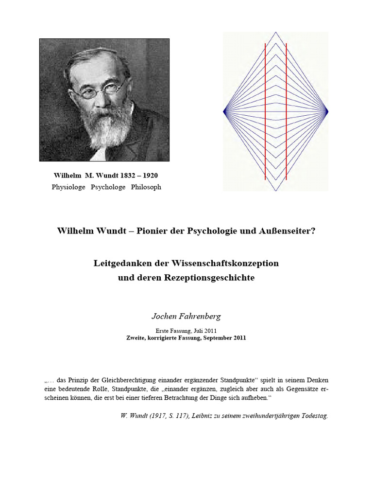 Wilhelm Wundt Pionier Der Psychologie Und Aussenseiter | PDF