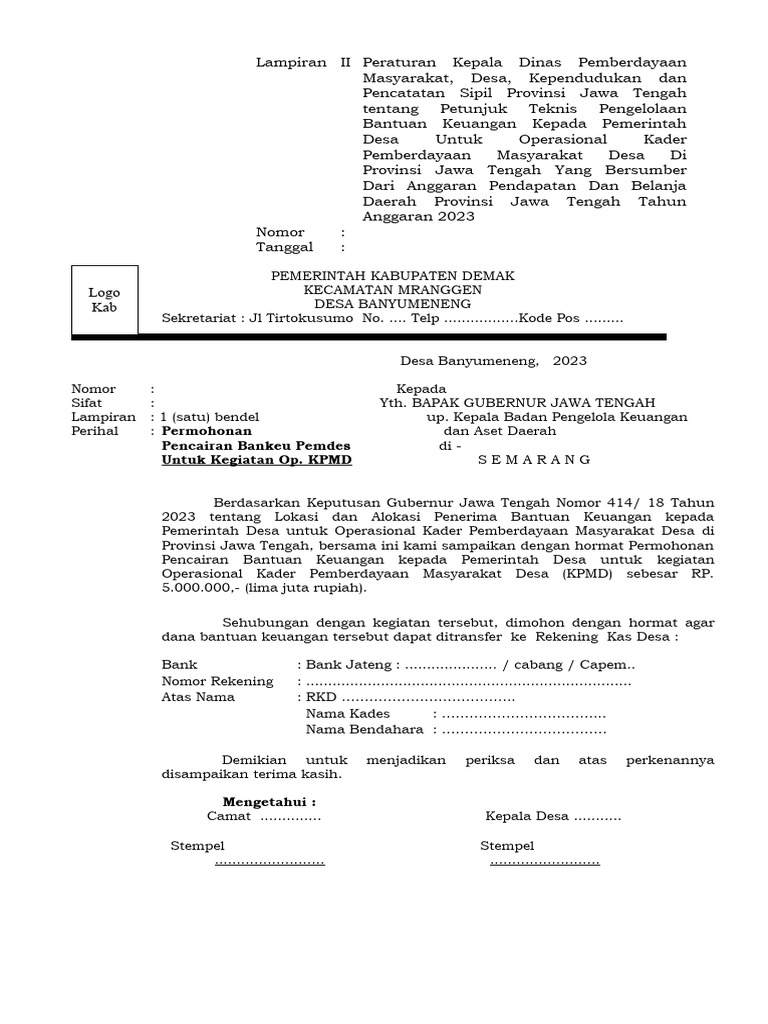 Petunjuk Teknis Bankeu Desa Jateng | PDF
