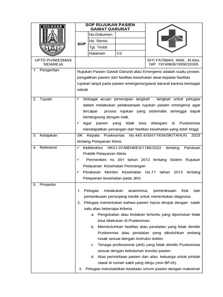 SOP RUJUKAN GADAR | PDF