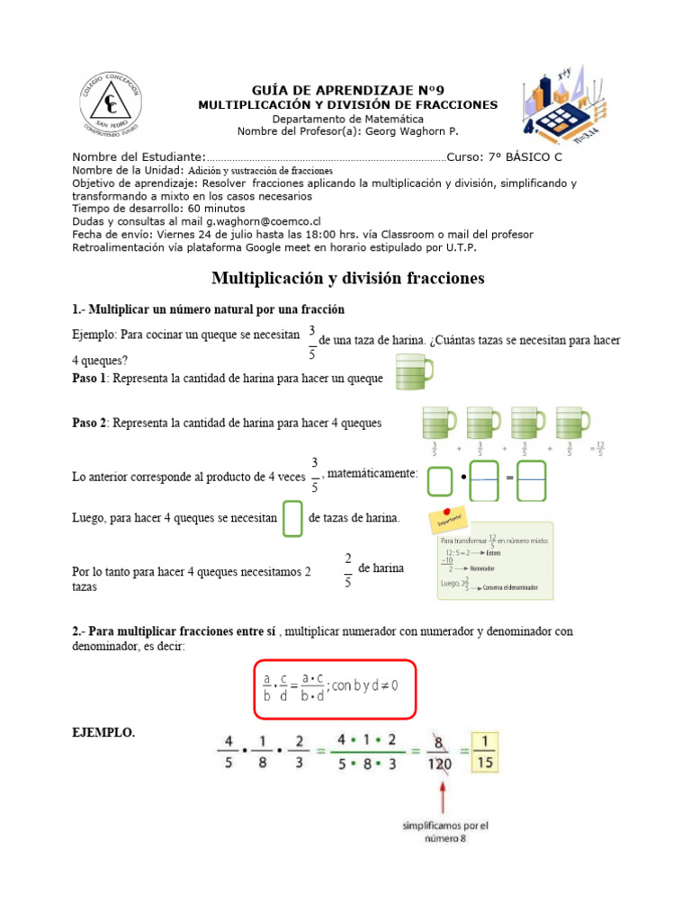 Multiplicación y División de Fracciones | PDF | Multiplicación | Números