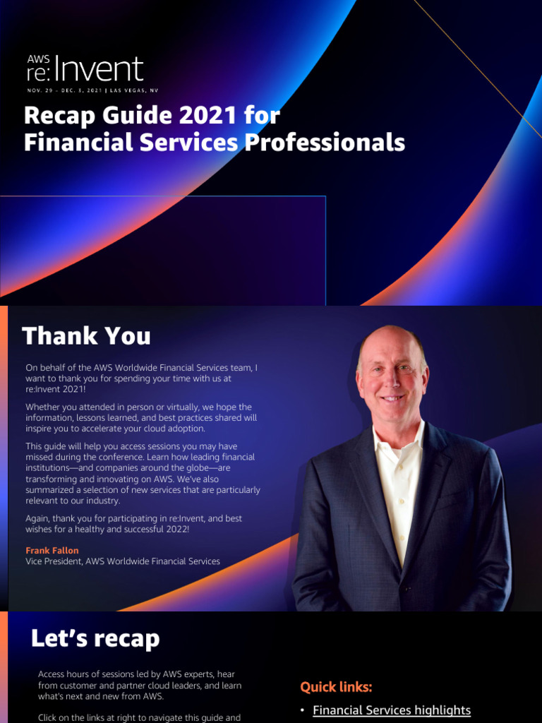AWS ReInvent 2021 Recap Guide For Financial Services Professionals | PDF