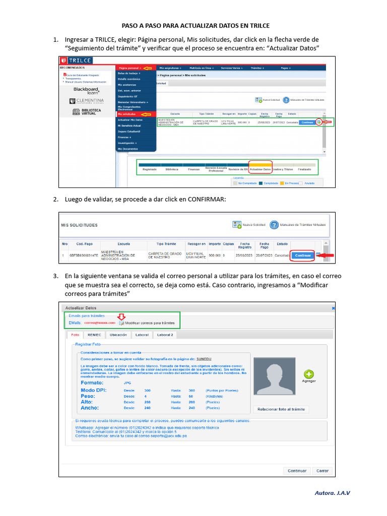 4.paso A Paso para Actualizar Datos en Trilce | PDF | Crecimiento personal y profesional | Negocios