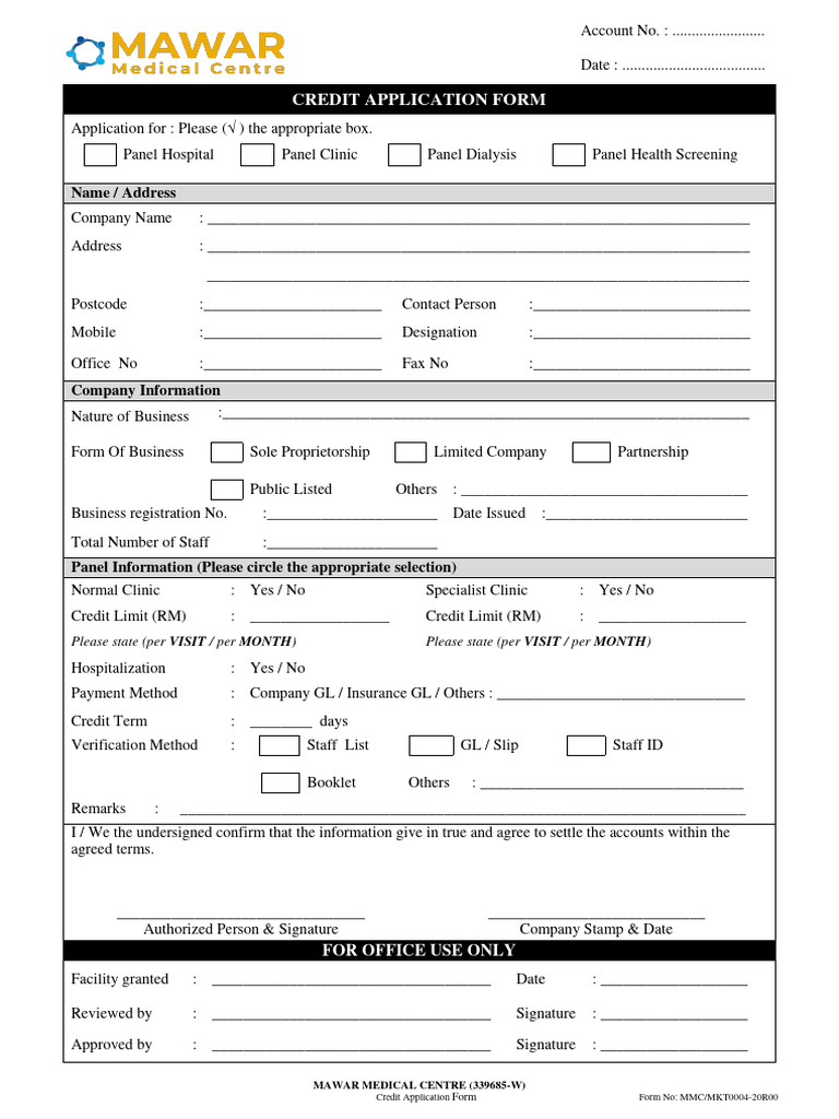 Credit Application Form LOGO 2021 | PDF