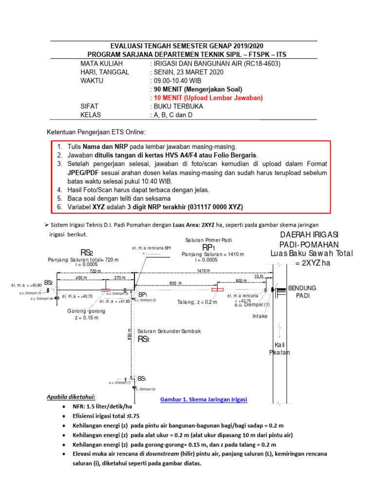 Soal UTS Gasal Irigasi BA 2020 - Upload Fix | PDF