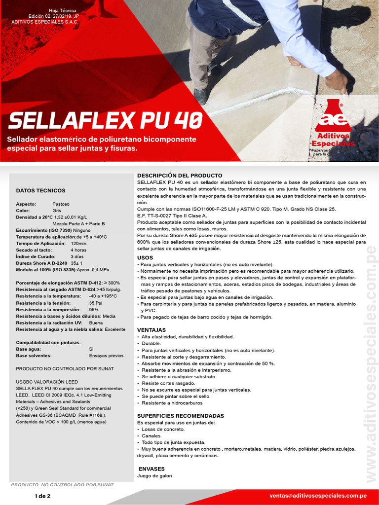 FT Sellaflex Pu 40 | PDF | Materiales | Ingeniería de Edificación