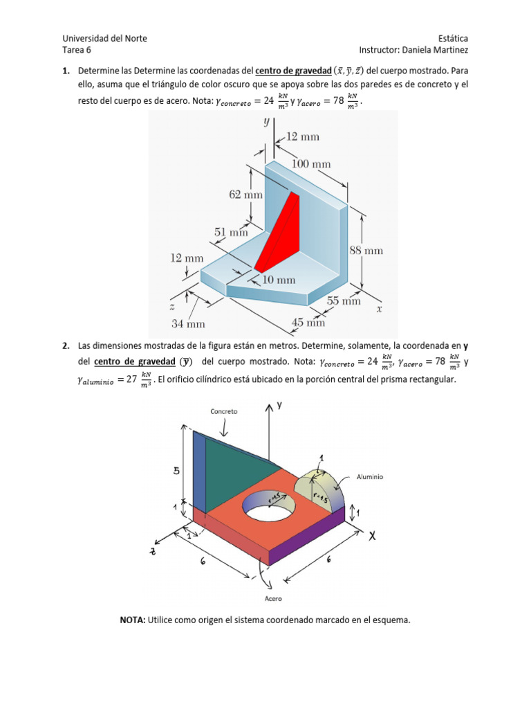 Cálculo de Centro de Gravedad en Estática | PDF