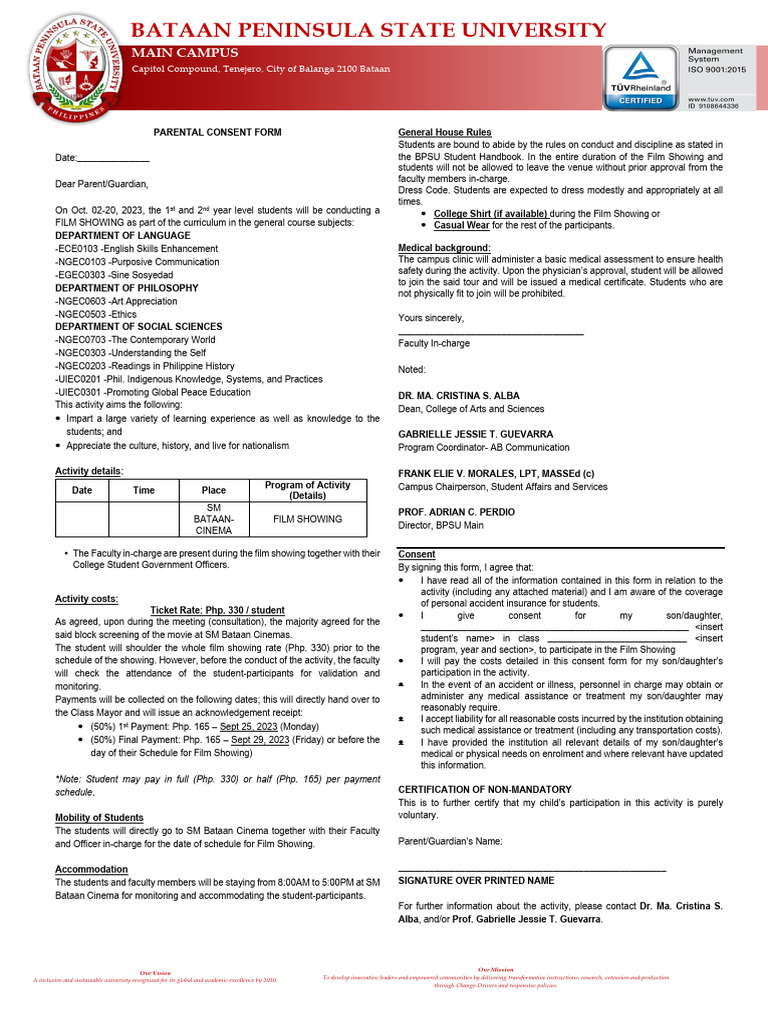 Parental Consent FILM VIEWING | PDF | Informed Consent | Health Care