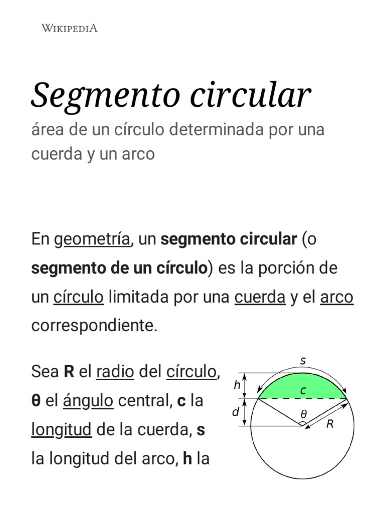 Segmento Circular - Wikipedia, La Enciclopedia Libre | PDF
