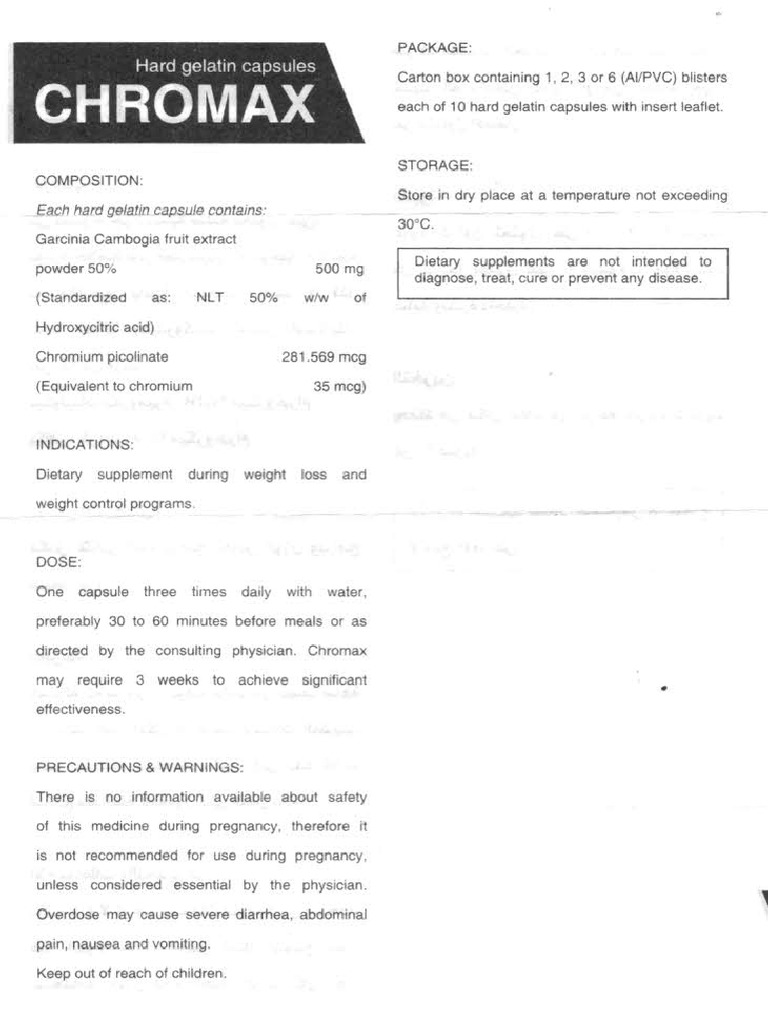Chromax Capsules EN Information Leaflet | PDF