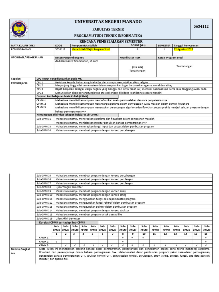 Template Tugas Pengembangan RPS PEKERTI 2021 | PDF