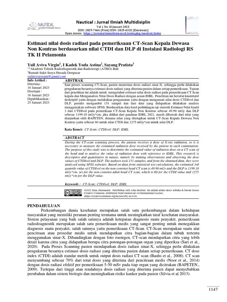 Estimasi Dosis Radiasi CT-Scan Kepala | PDF