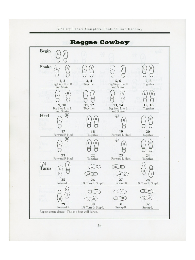 Line Dance - Reggae Cowboy Dance Steps | PDF