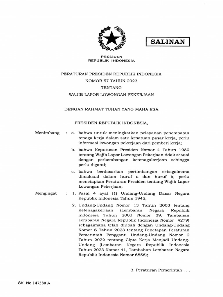 2023 Perpres 057 | PDF