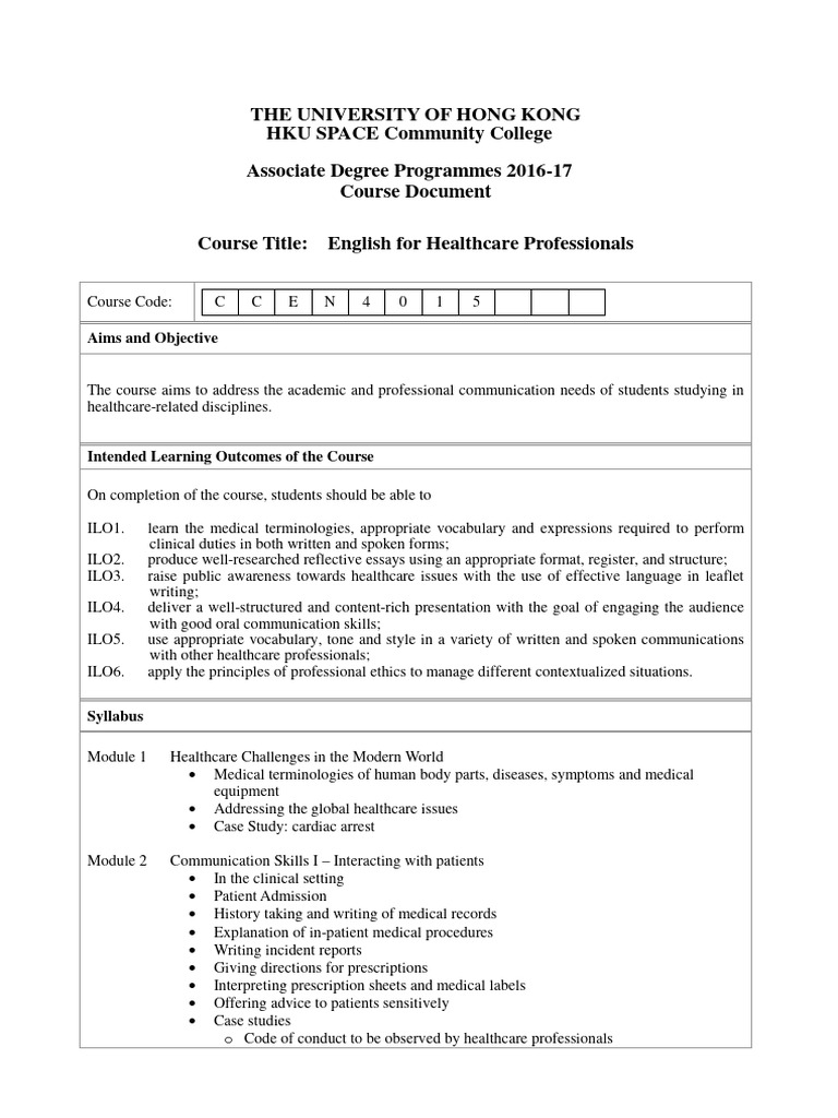 English For Healthcare Professionals PDF | PDF