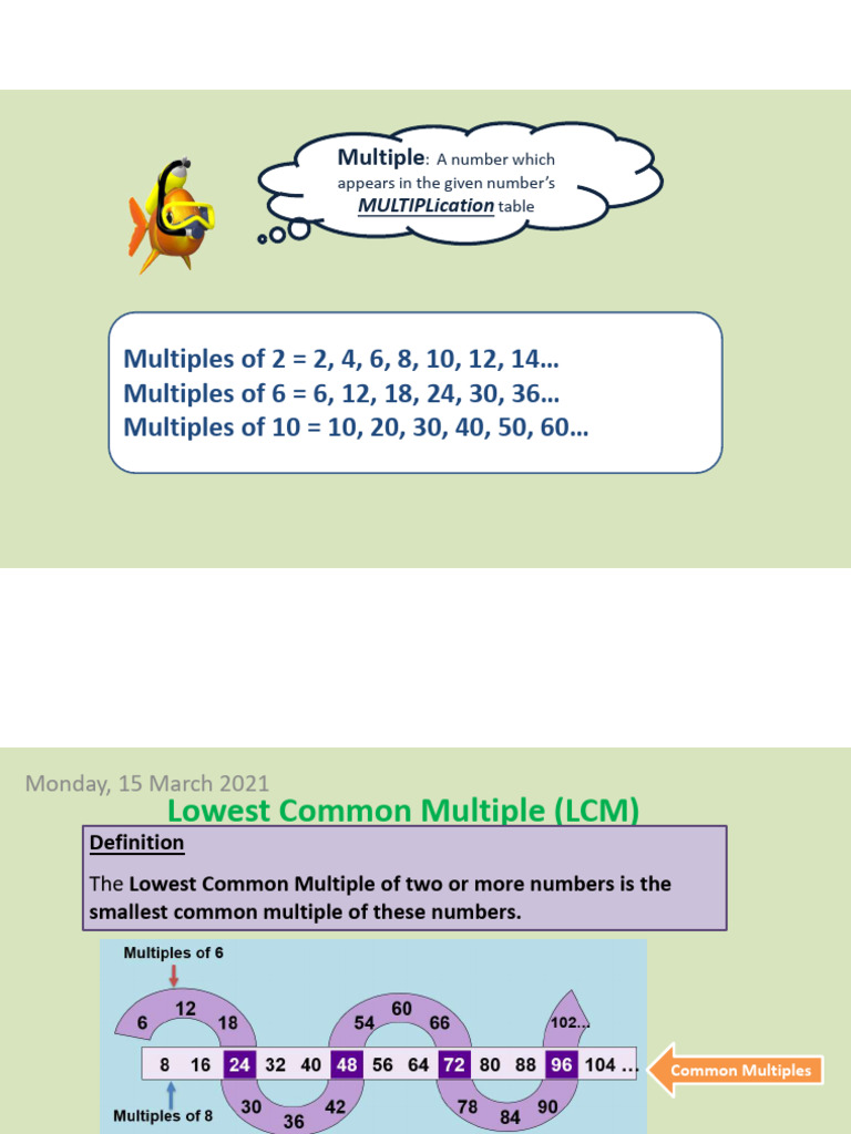 Multiples and Lowest Common Multiple (LCM) | PDF | Algebra | Elementary Mathematics
