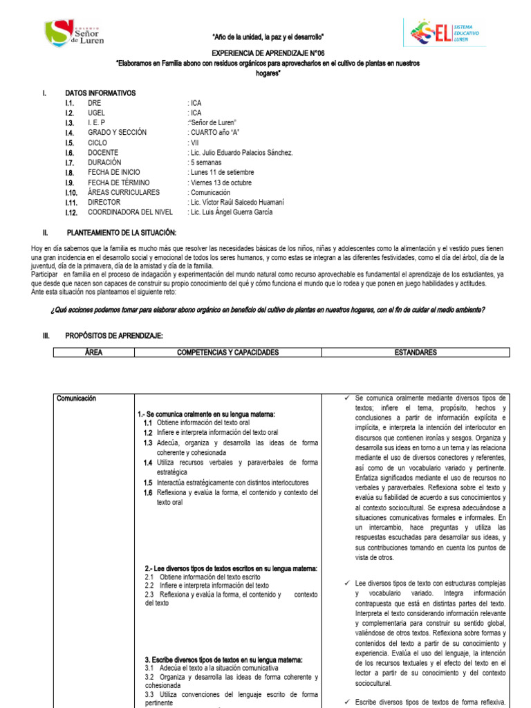 Experiencia de Aprendizaje #06 | PDF | Comunicación | Aprendizaje