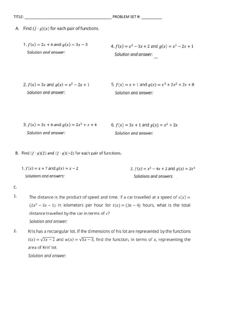PROBLEM SET 3 - MultiplicationandDivisiononFunction | PDF
