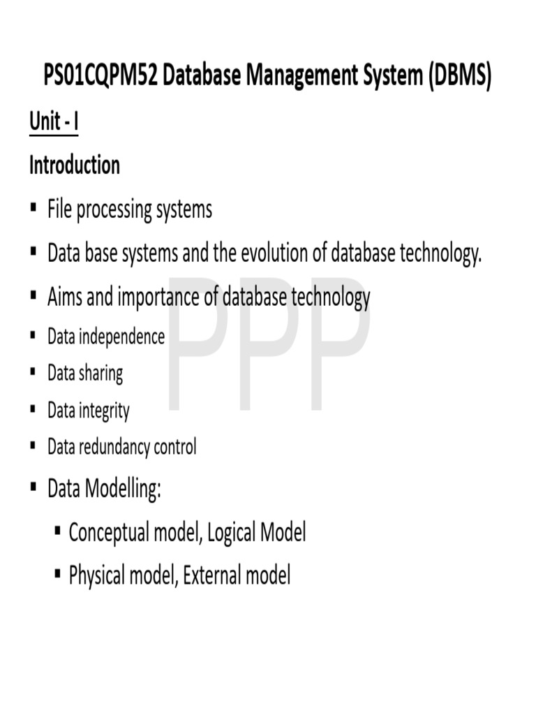 Unit - 1 DBMS | PDF | Computers
