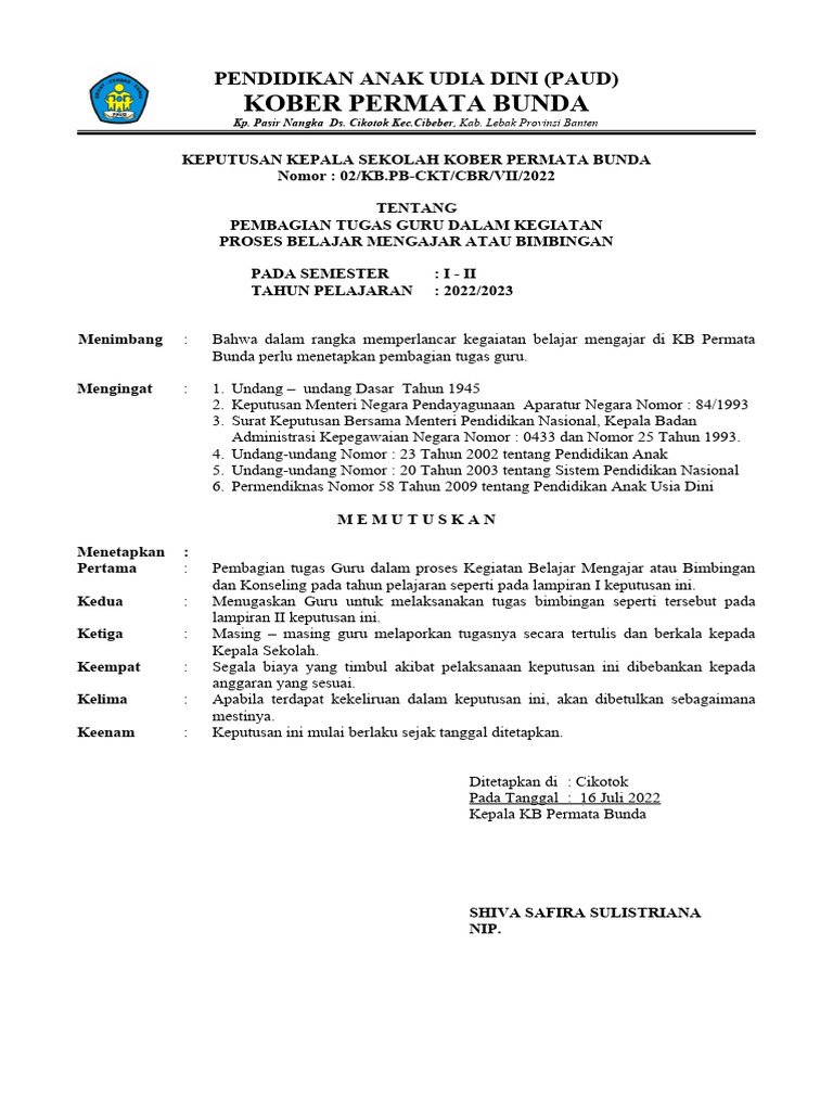 SK Permata Bunda | PDF