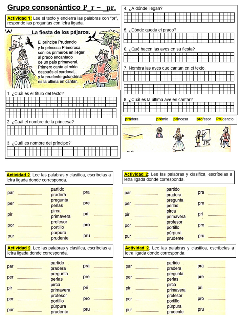 Actividad 1: Lee El Texto y Encierra Las Palabras Con "PR" | PDF