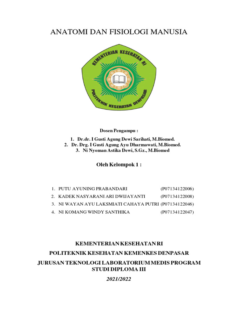 Paper Anatomi Dan Fisiologi Manusia Kelompok 1 | PDF | Kesehatan Holistik